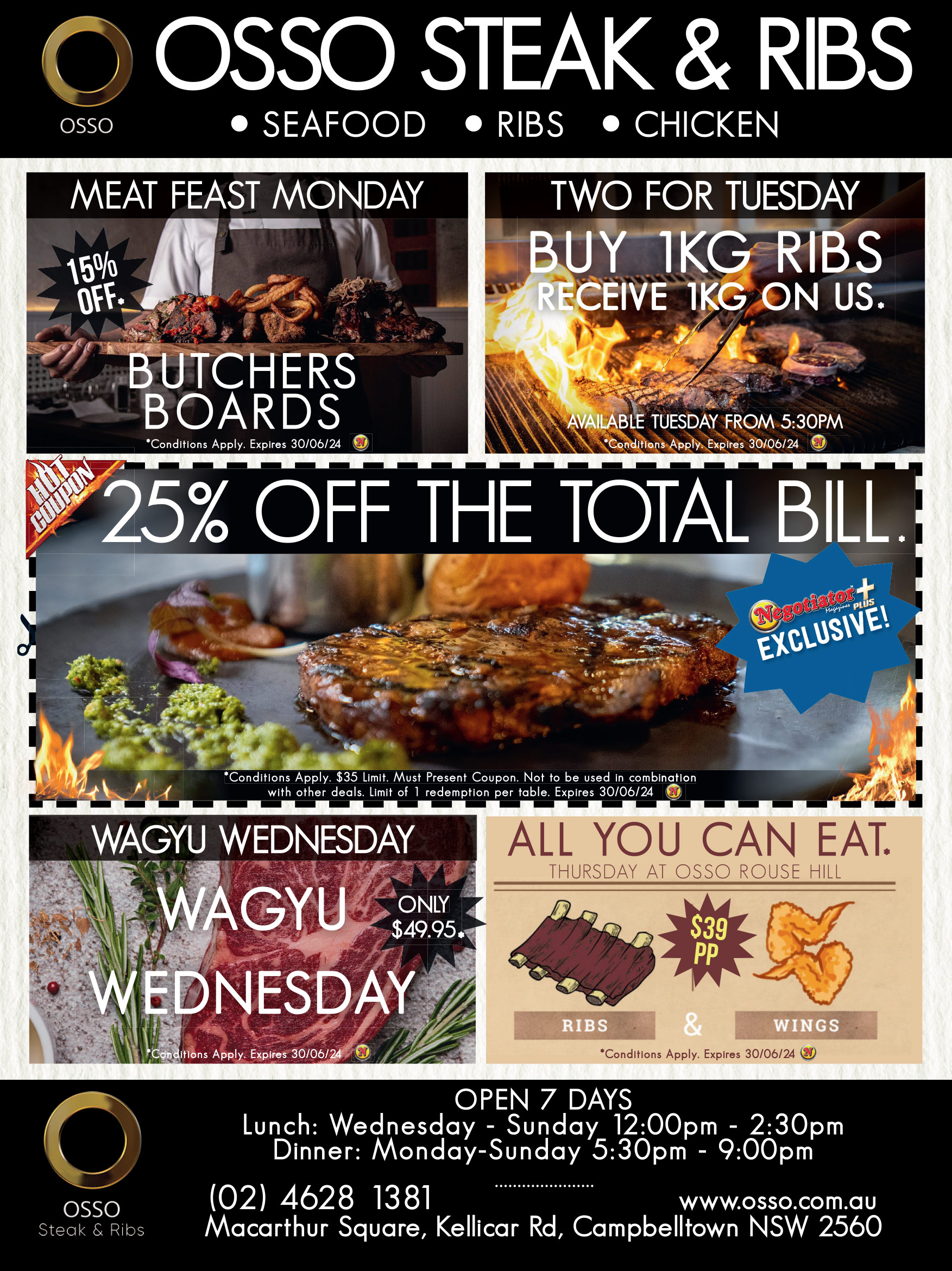 Steak & Ribs NOW OPEN - Osso Campbelltown | Negotiator